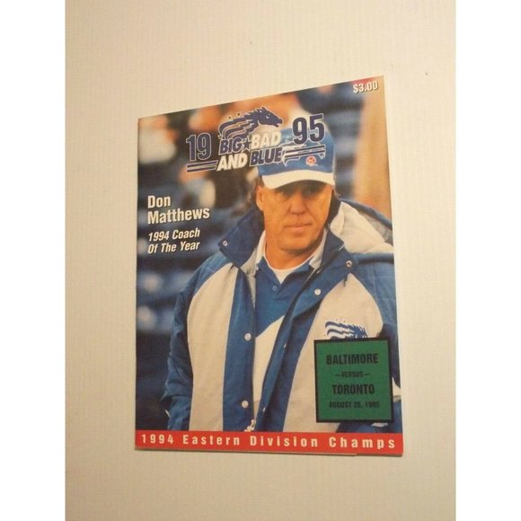 Accents | 1995 Baltimore Stallions Vs Toronto Argonauts Cfl Football ...